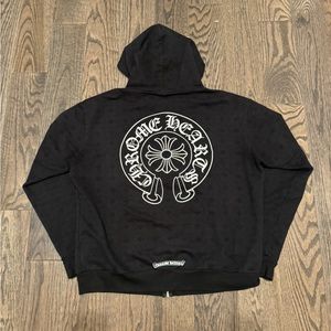 Chrome Hearts | Sweaters | Chrome Hearts Script Jacquard Zip Up Hoodie ...